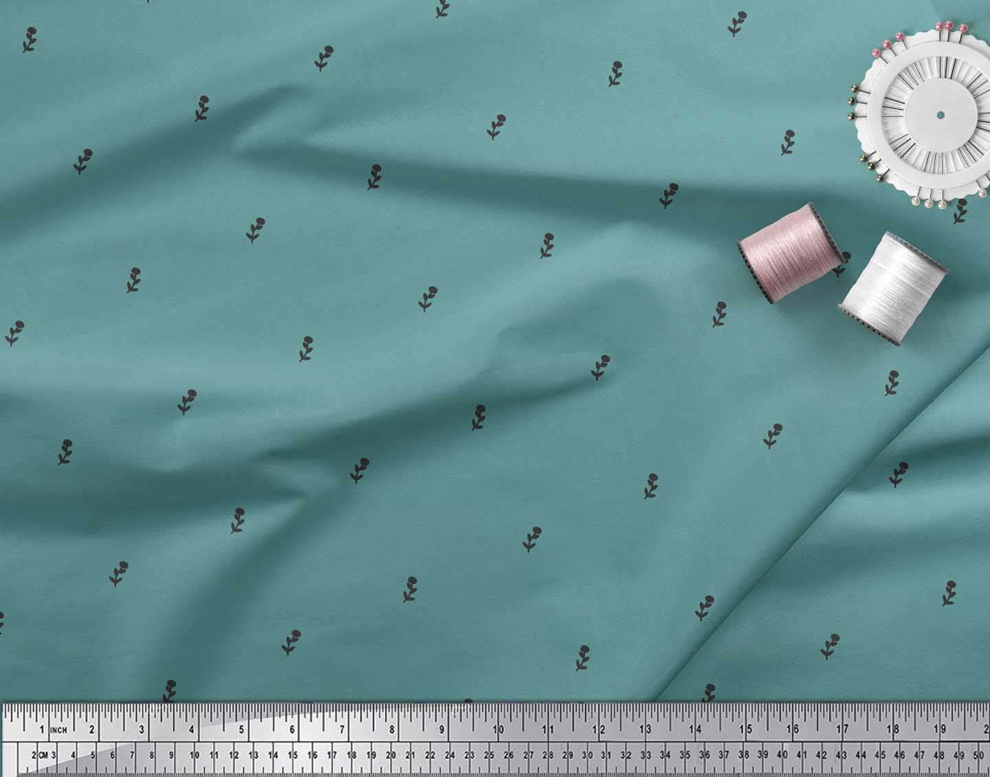 Soimoi Japan Crepe Satin Fabric Black Sketch Floral Print Fabric by the ...