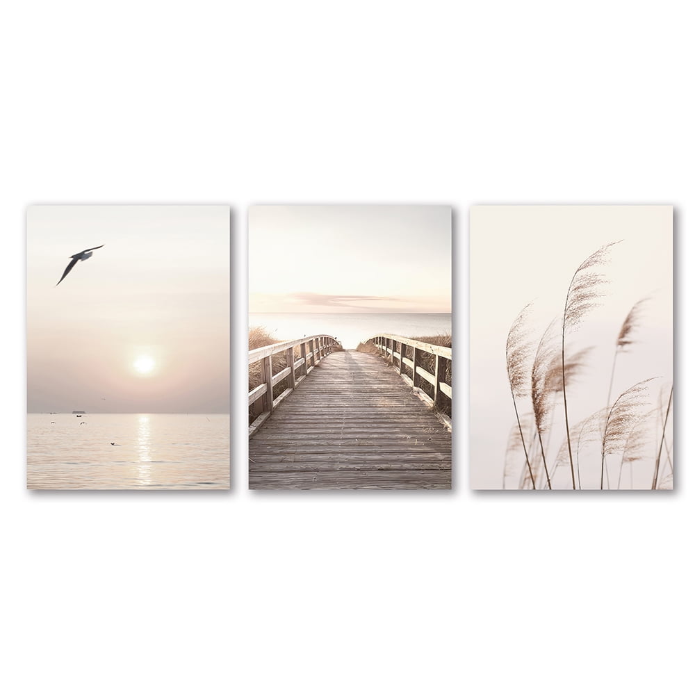 Click here for Nobrand 3pcs White Seascape Canvas Painting Nordic... prices
