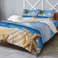 4 Piece Duvet Cover Set Full, Beach Coconut Trees Ocean Starfish Shell ...