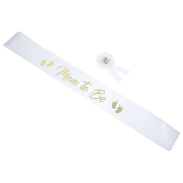 Brosash Mom To Be & Dad To Be Baby Shower Sash Bundle - White with Gold ...
