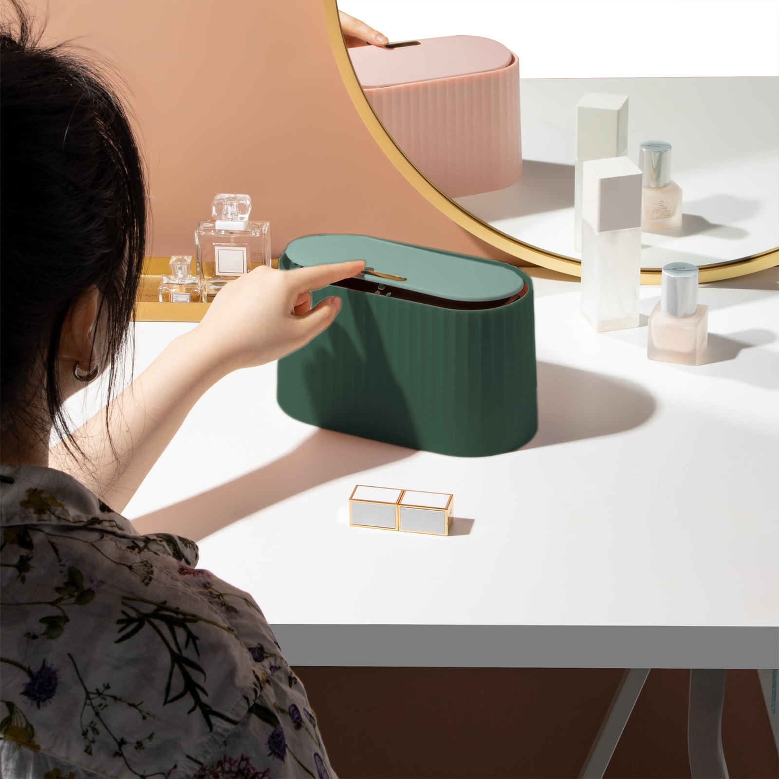 Click here for Yoziaaoa 4.4*4.9*8.8 Inch Mini Trash Can With Lid... prices