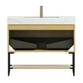 36 Inch Freestanding Bathroom Vanity with Sink, Striped Plywood Storage ...