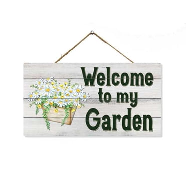 Metal Garden Welcome Sign with Butterfly Decor, Outdoor Hanging Welcome ...