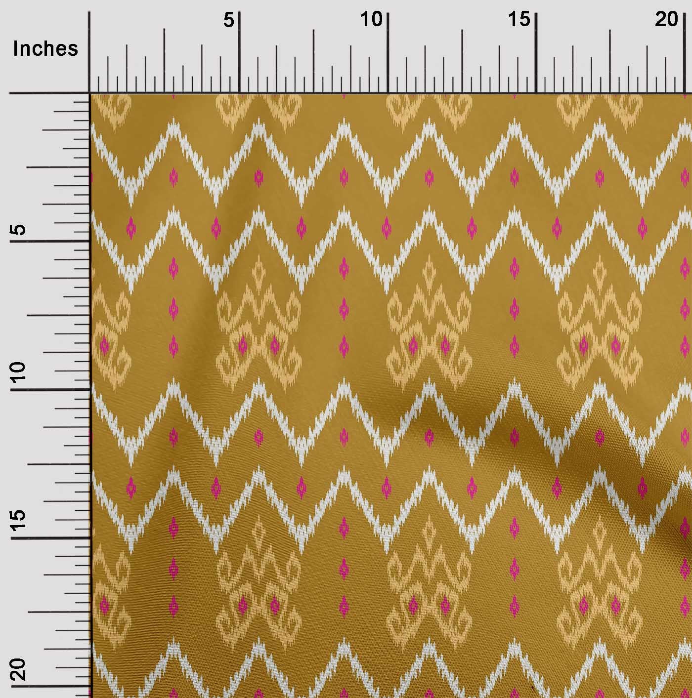 oneOone Silk Tabby Fabric Paisley & Chevron Ikat Print Fabric By The ...