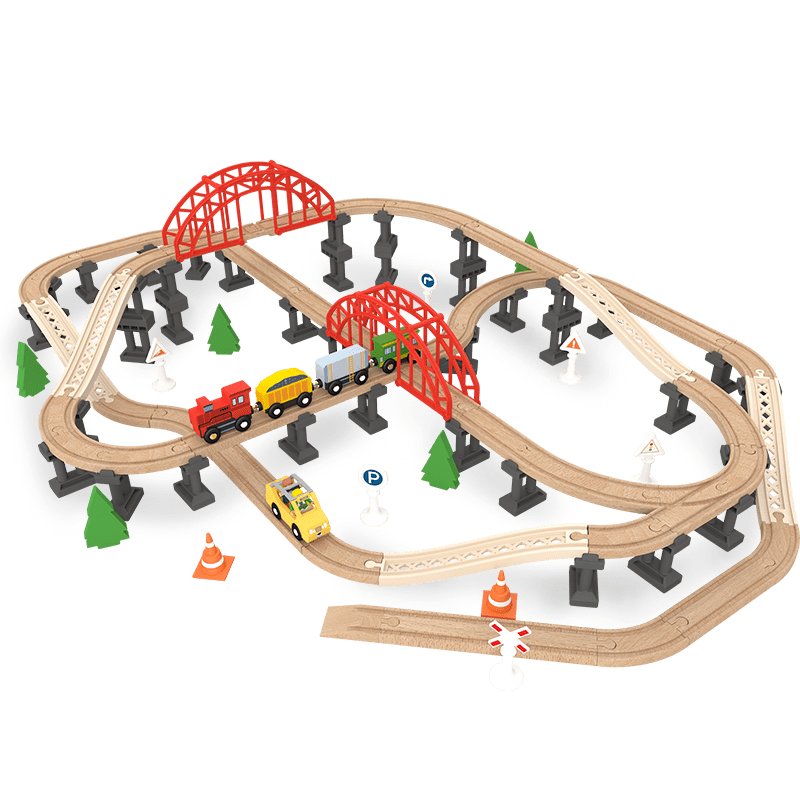 Leo & Friends Railway Bridge Set, Wooden Toy Bridge Set for Toy Cars ...