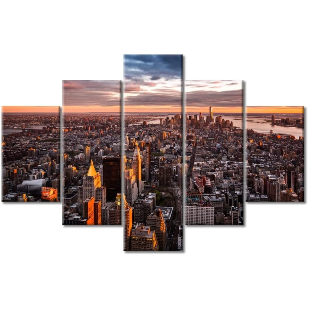 TISHIRON 5PCS Framed City Landscape Theme Canvas Wall Art Set,60"x40 ...