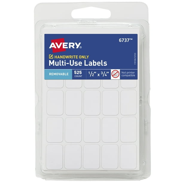 Avery Multiuse Removable Labels, 1/2" x 3/4" Rectangle Labels, White ...