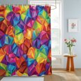 Abstract Geometric Shower Curtain with Hooks, Vintage Color Modern ...