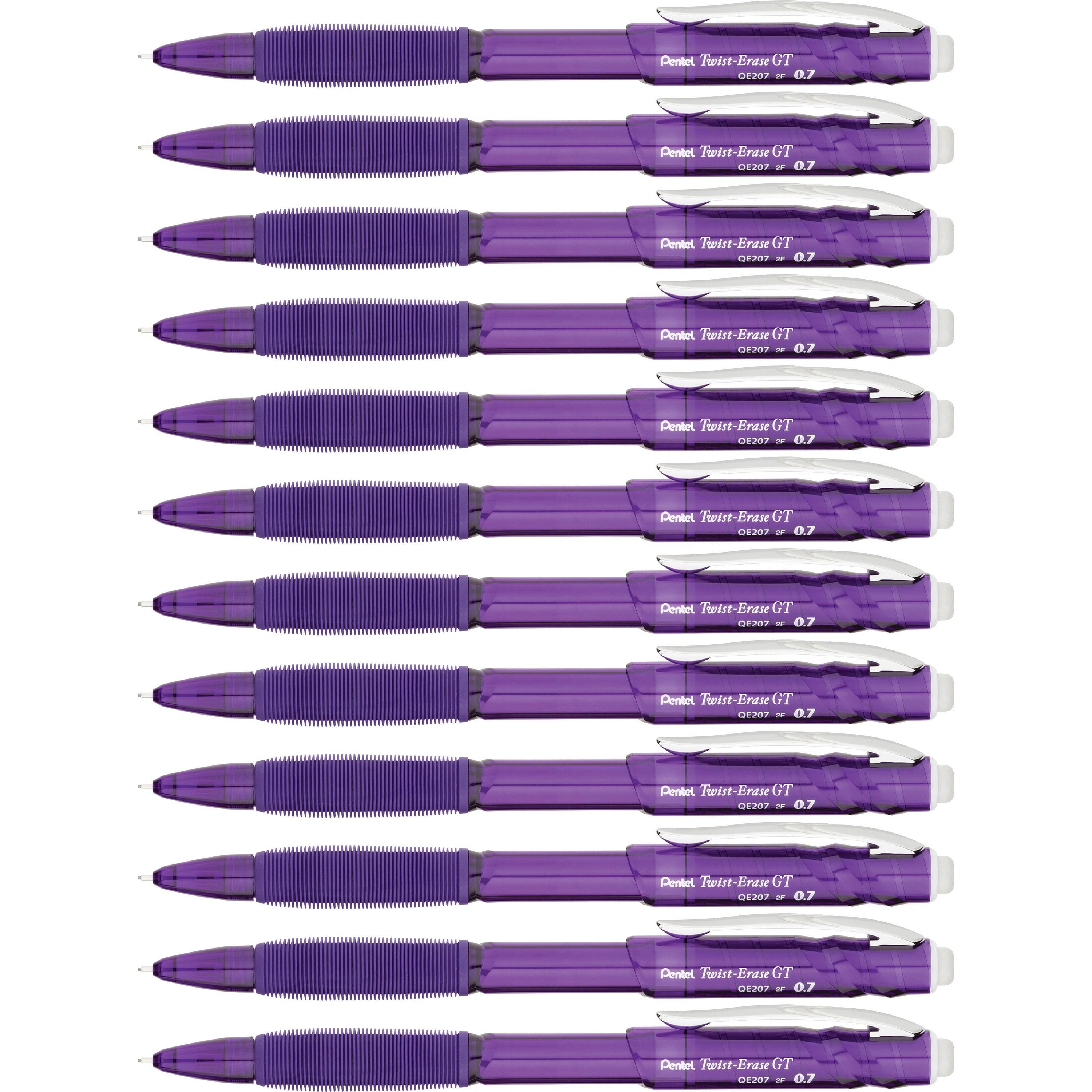 Pentel Mechanical Pencils Twist-Erase 0.7mm 12/DZ Violet QE207VDZ ...