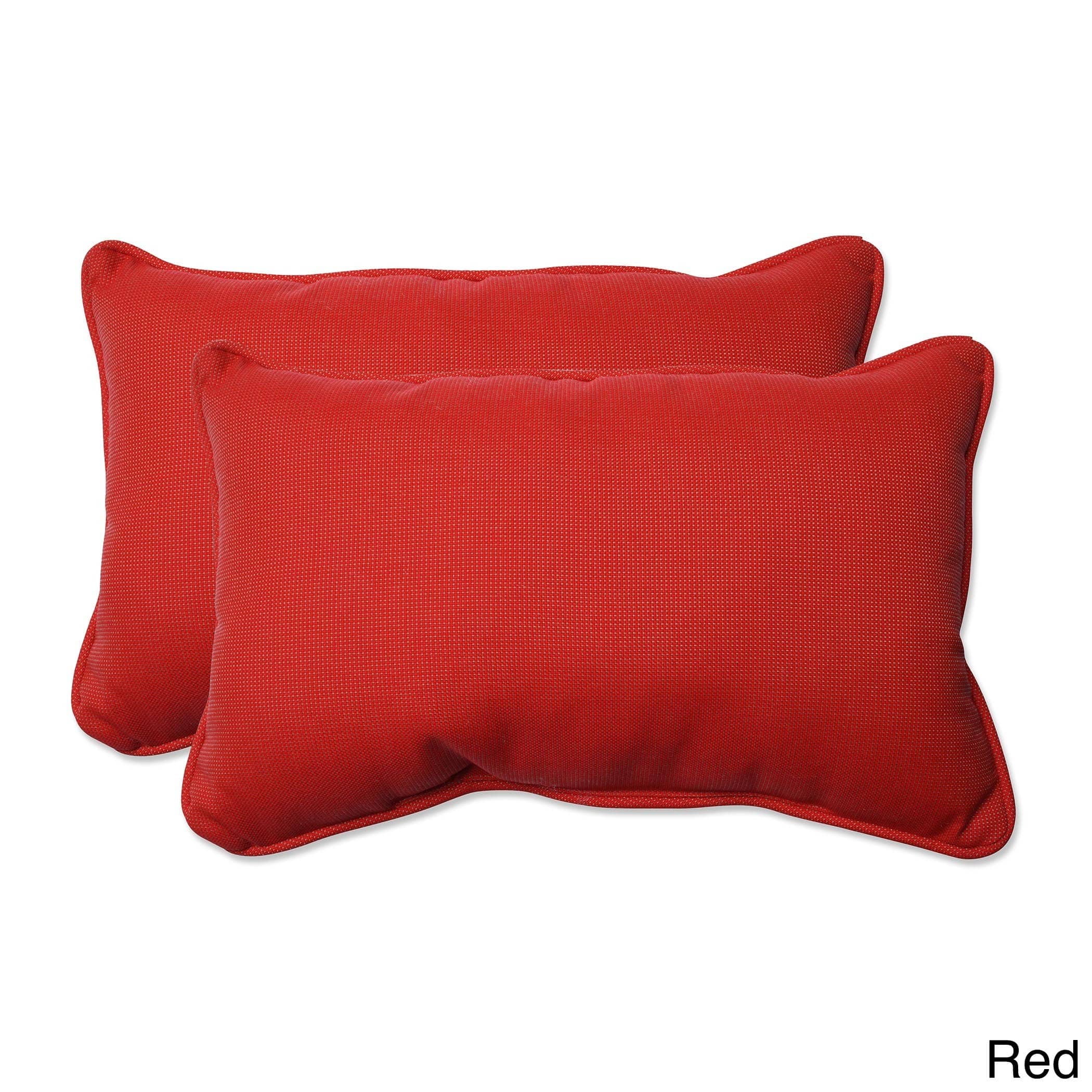 Pillow Perfect Outdoor/ Indoor Tweed Red Rectangular Throw Pillow (Set ...