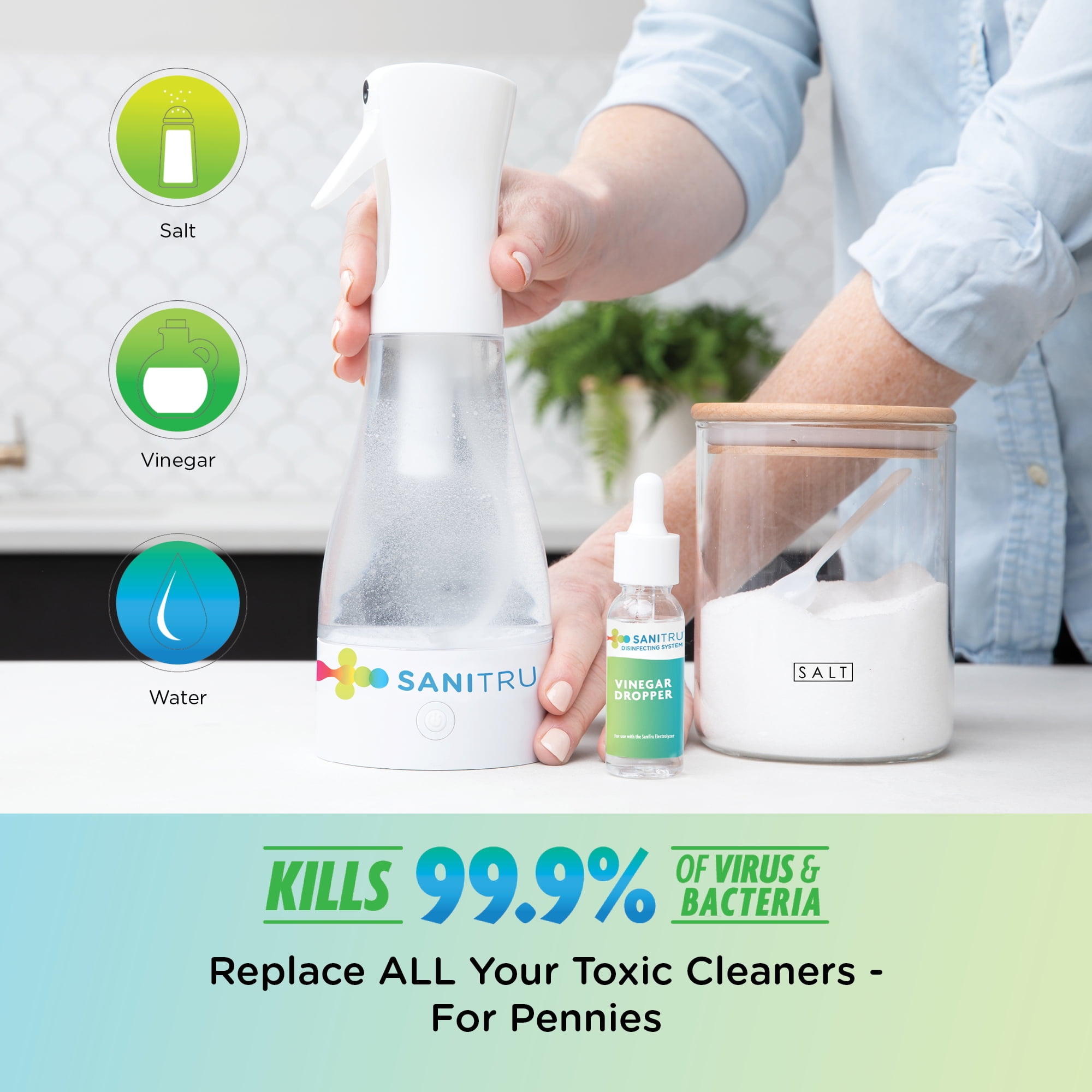 SaniTru All Purpose Electrolyzed Cleaning Spray Maker to Disinfect ...