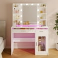 Tomnk woo White Vanity Desk with Mirror & Lights, Power Outlet, 3 ...