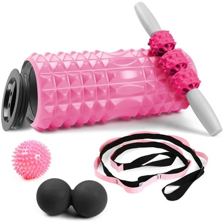5 in 1 Foam Roller Set includes Hollow Core Massage Roller with End ...