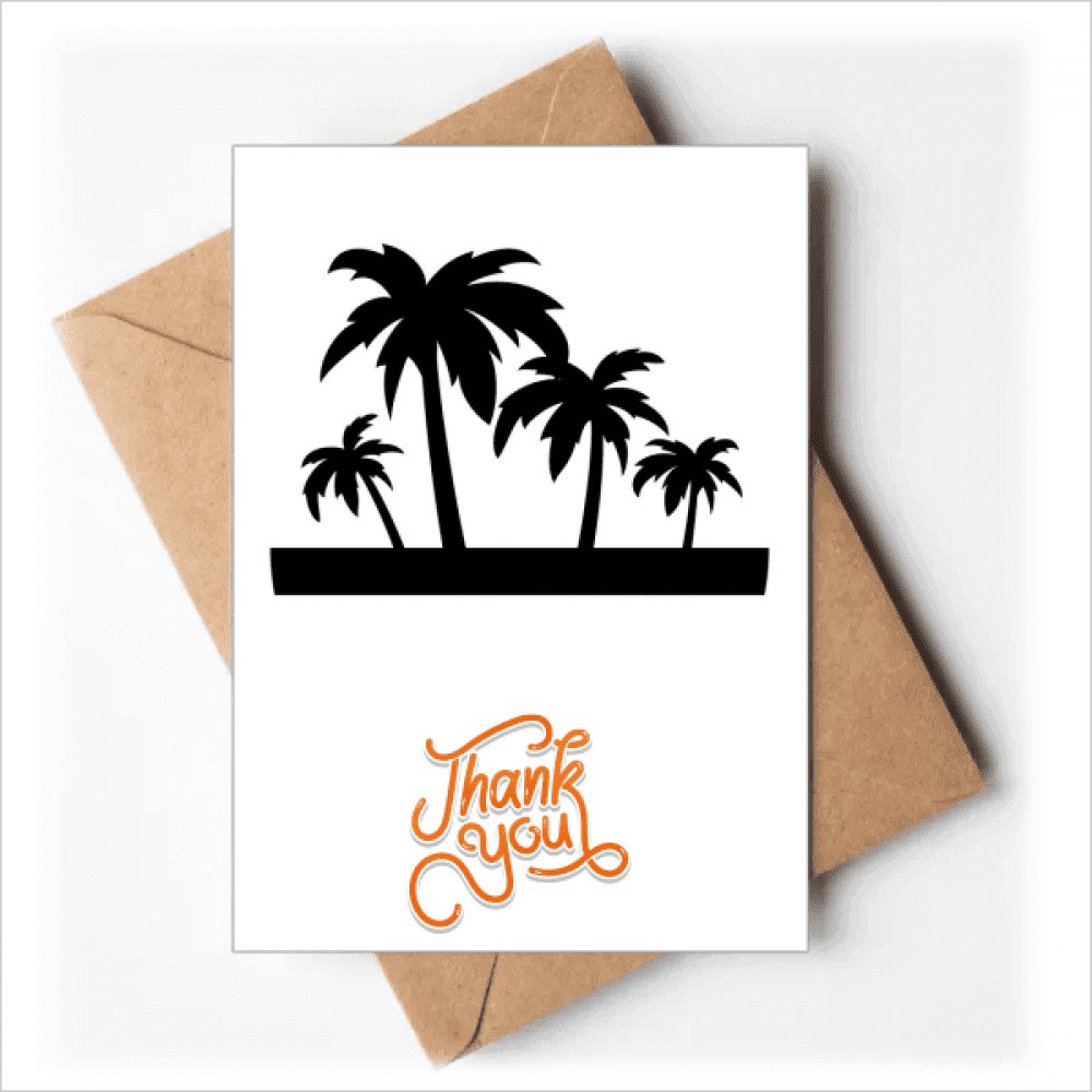 Black Coconut Tree Outline Thank You Cards Envelopes Blank Note ...