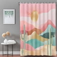 Bathroom Shower Curtain Cactus Ombre Colorful Mountain Waterproof ...