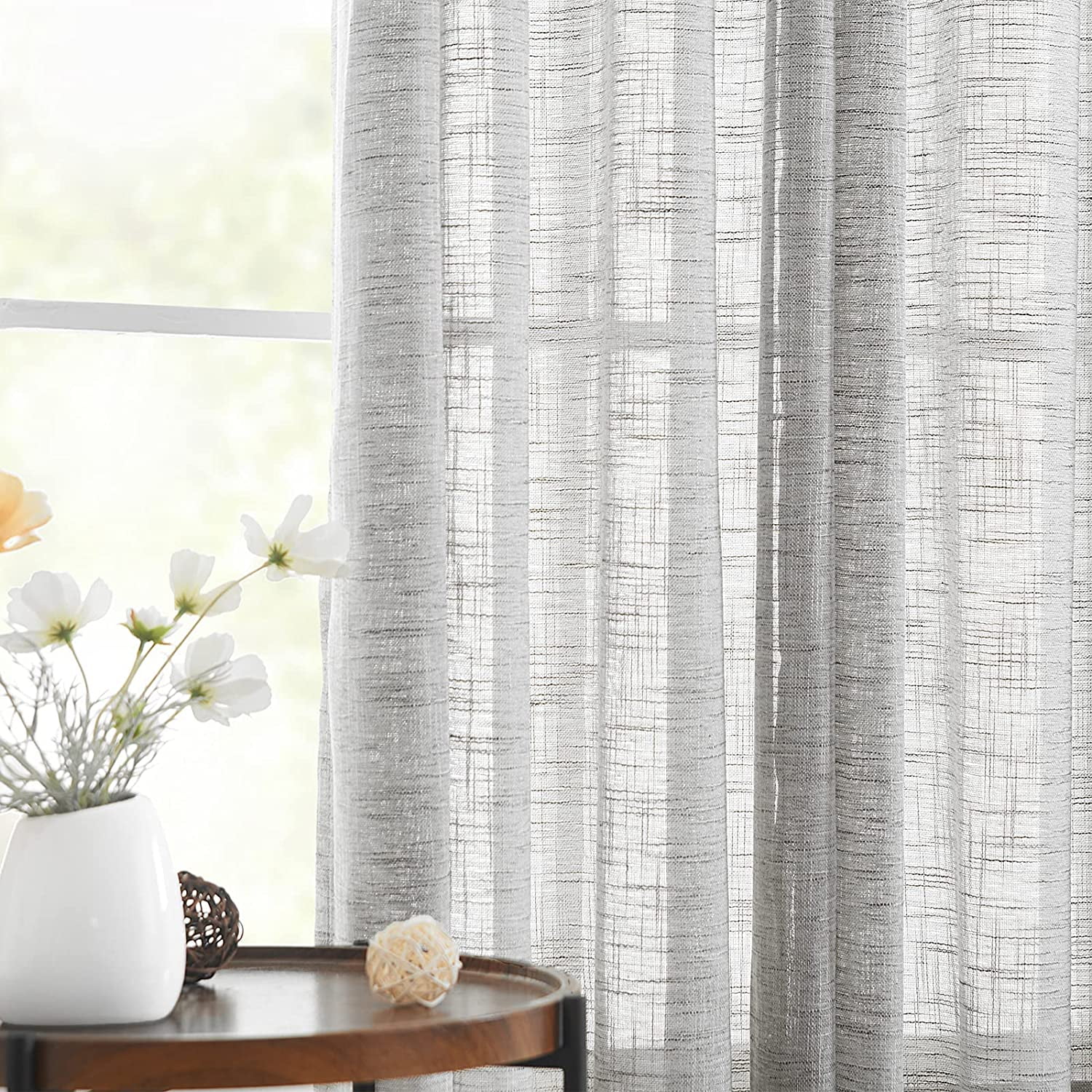 Click here for Siabc-Grey Semi Sheer Curtains Bedroom Living Room... prices