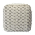 LR Home Small Over-tufted Geometric Indoor Square Pouf, Cream, 18" x 18 ...