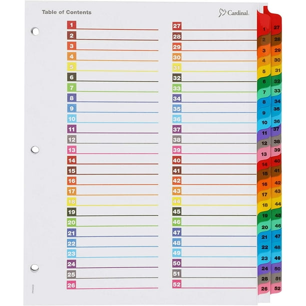 inal OneStep Printable Table of Contents and Index Dividers, 52-Tab ...