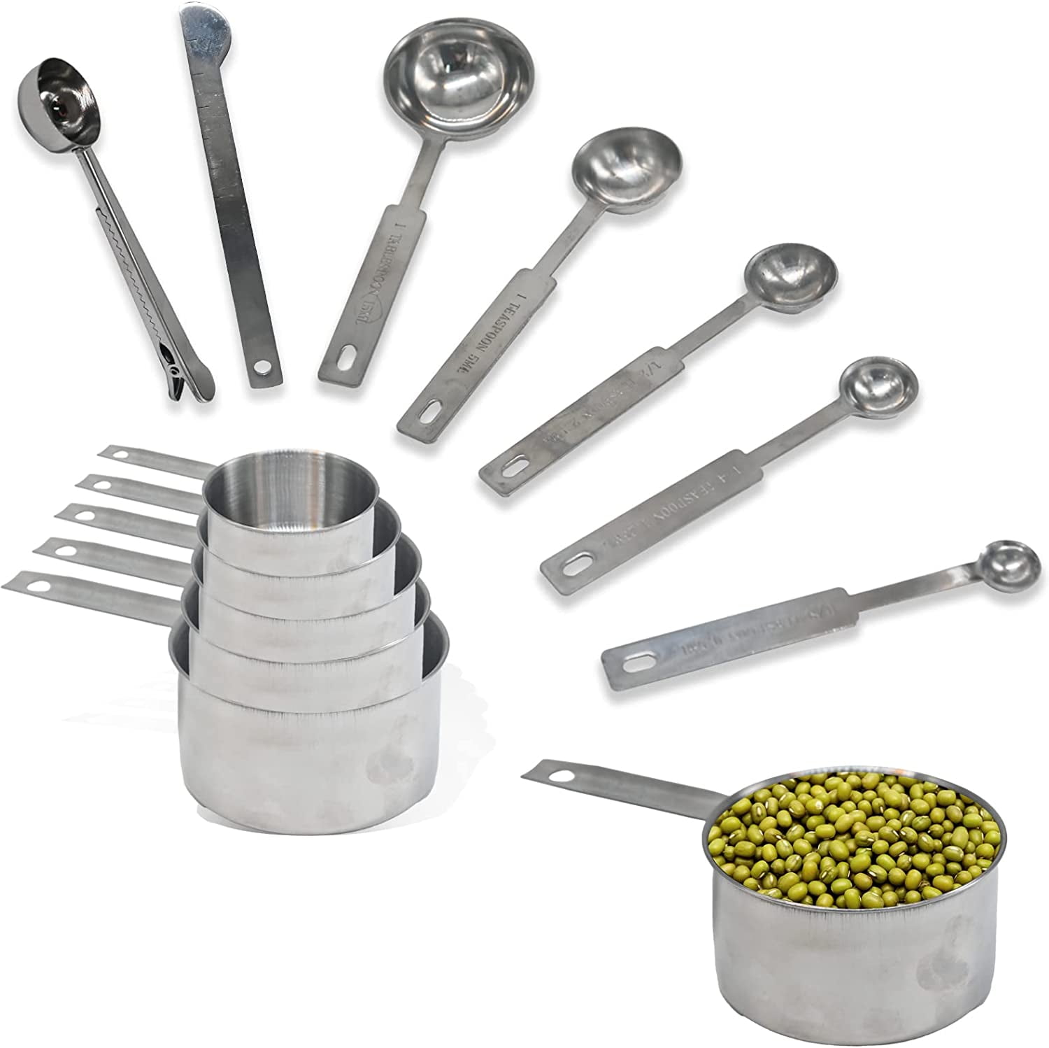 Measuring Cups and Spoons Set, 12 Piece Stackable Stainless Steel ...