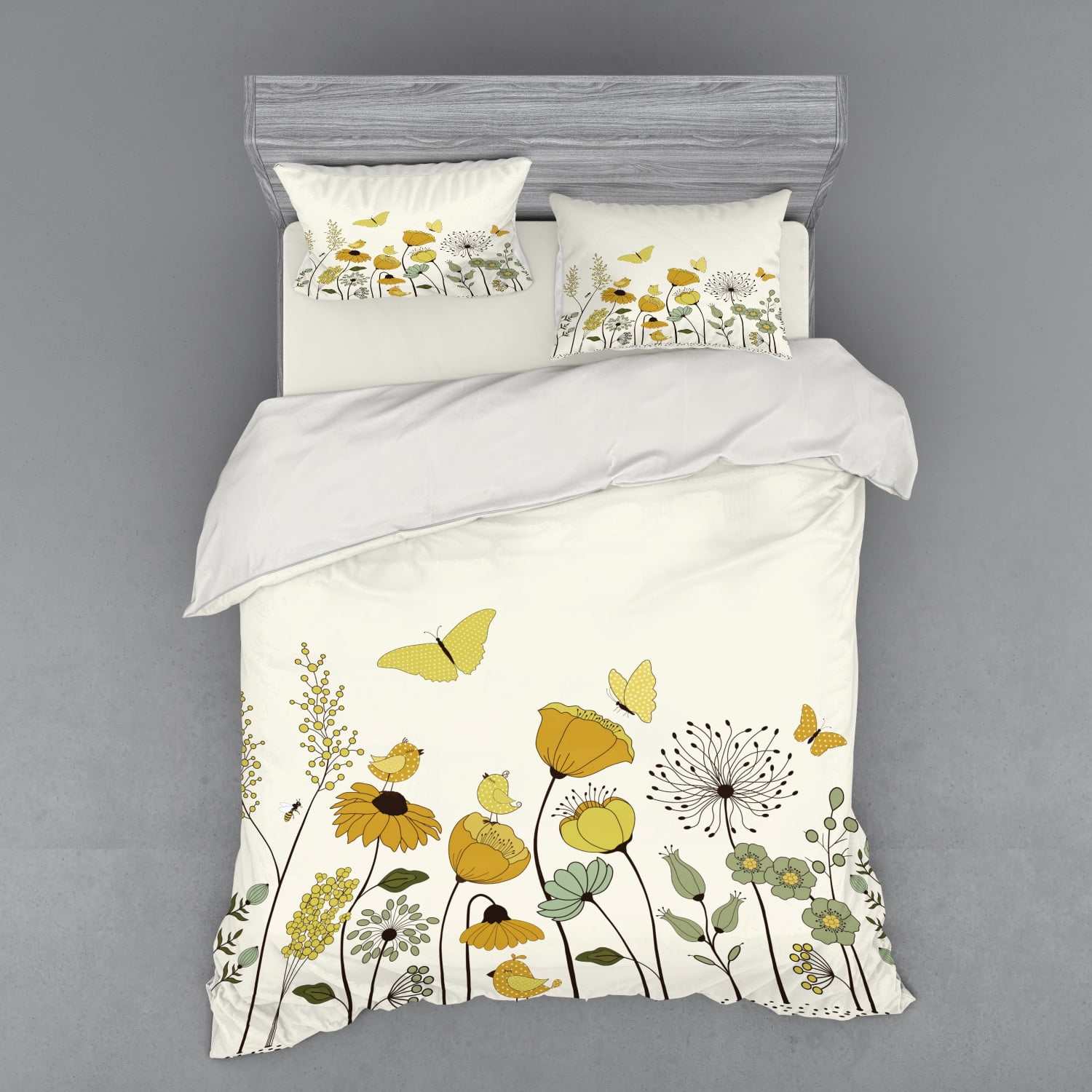 Ambesonne Spring Bedding Set 4 Pcs, Dot Winged Butterflies, Queen ...