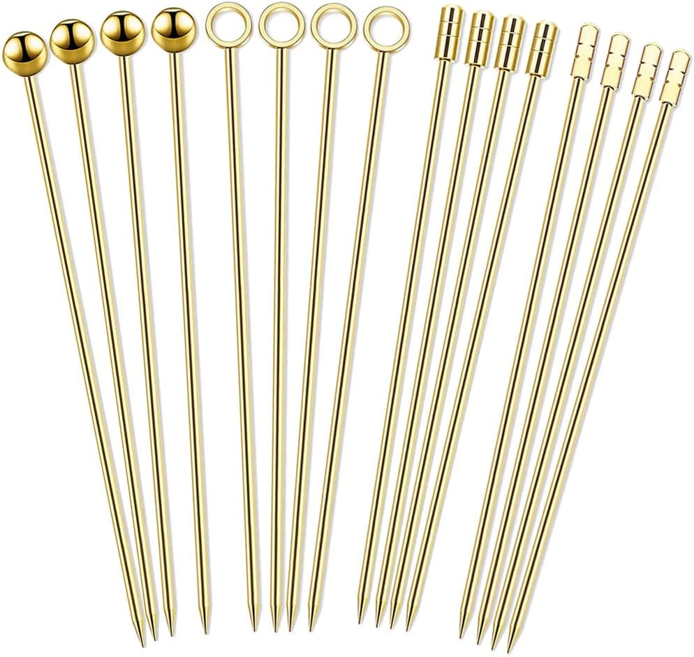 Cocktail Picks Reusable Stainless Steel Martini Picks Set Fruit Stick ...