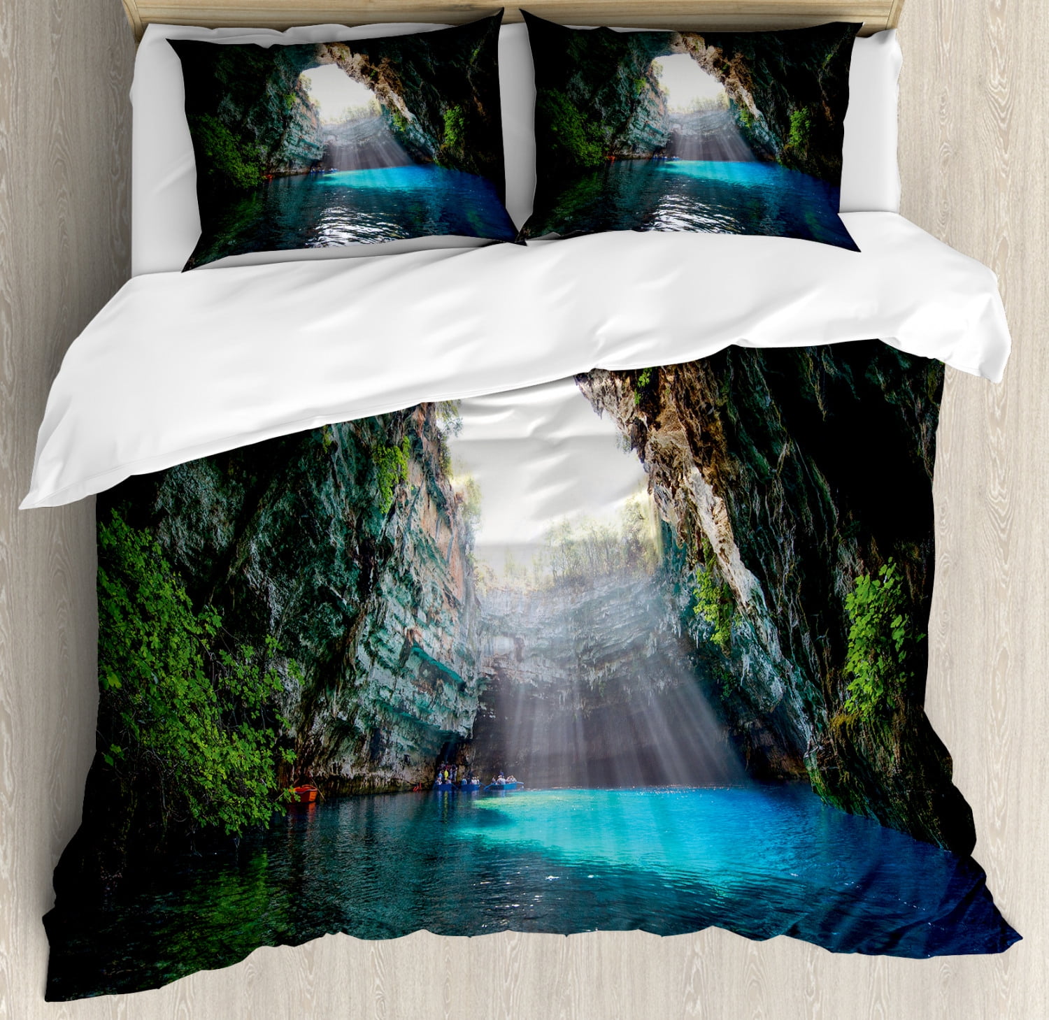 Cave Duvet Cover Set King Size, Famous Melissani Lake on Kefalonia ...