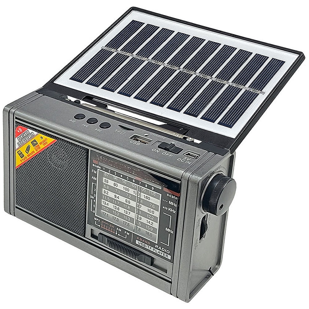 Solar-Powered AM/FM/SW Radio With Bluetooth Speaker Solar Panel MP3 ...
