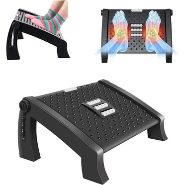 Adjustable Under Desk Footrest - Black Ergonomic Foot Stool with ...