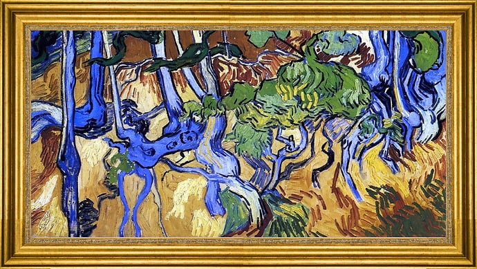 Vincent Van Gogh Roots and Tree Trunks - 14" x 28" Framed Premium ...