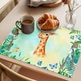 Cartoon Giraffe Placemats Set of 4 Summer Butterfly Fern Tropical Palm ...