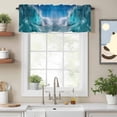 Coastal Teal Ocean Wave Sea Foam Valances for Windows,Kitchen Valance ...