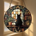Bookish Cat Scene Window Suncatcher, Decorative Stained Glass Style Art ...
