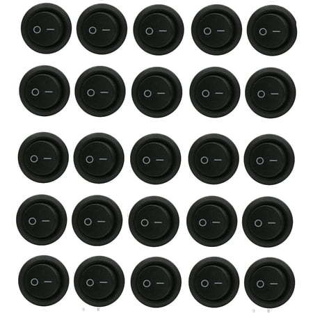 Round Rocker Switch, 25 Pack 6A 250V 10A 125V SPST ON/Off 2 Position ...
