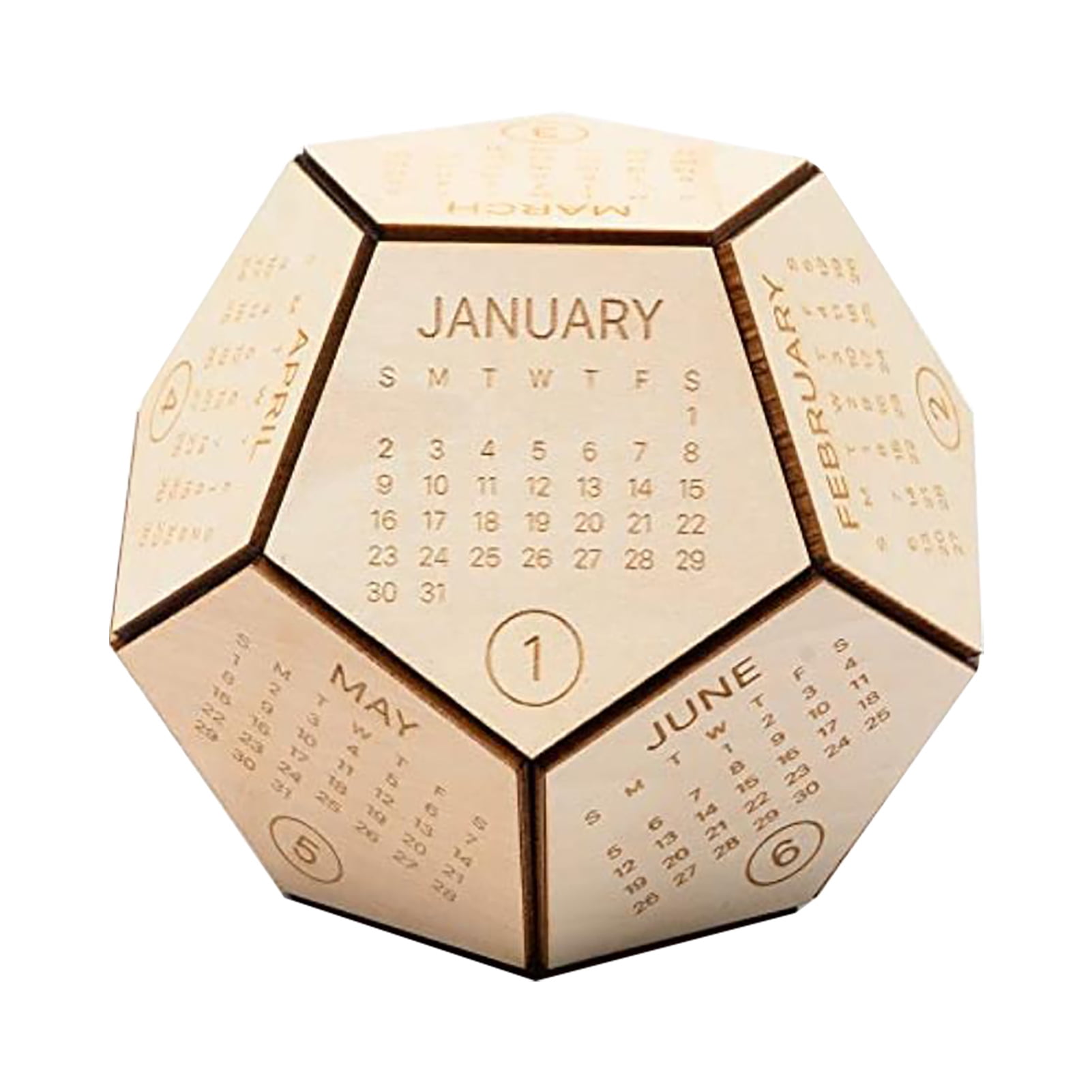 Creative Football Shape Calendar Statue Decor Good Shaped Handmade Wood ...