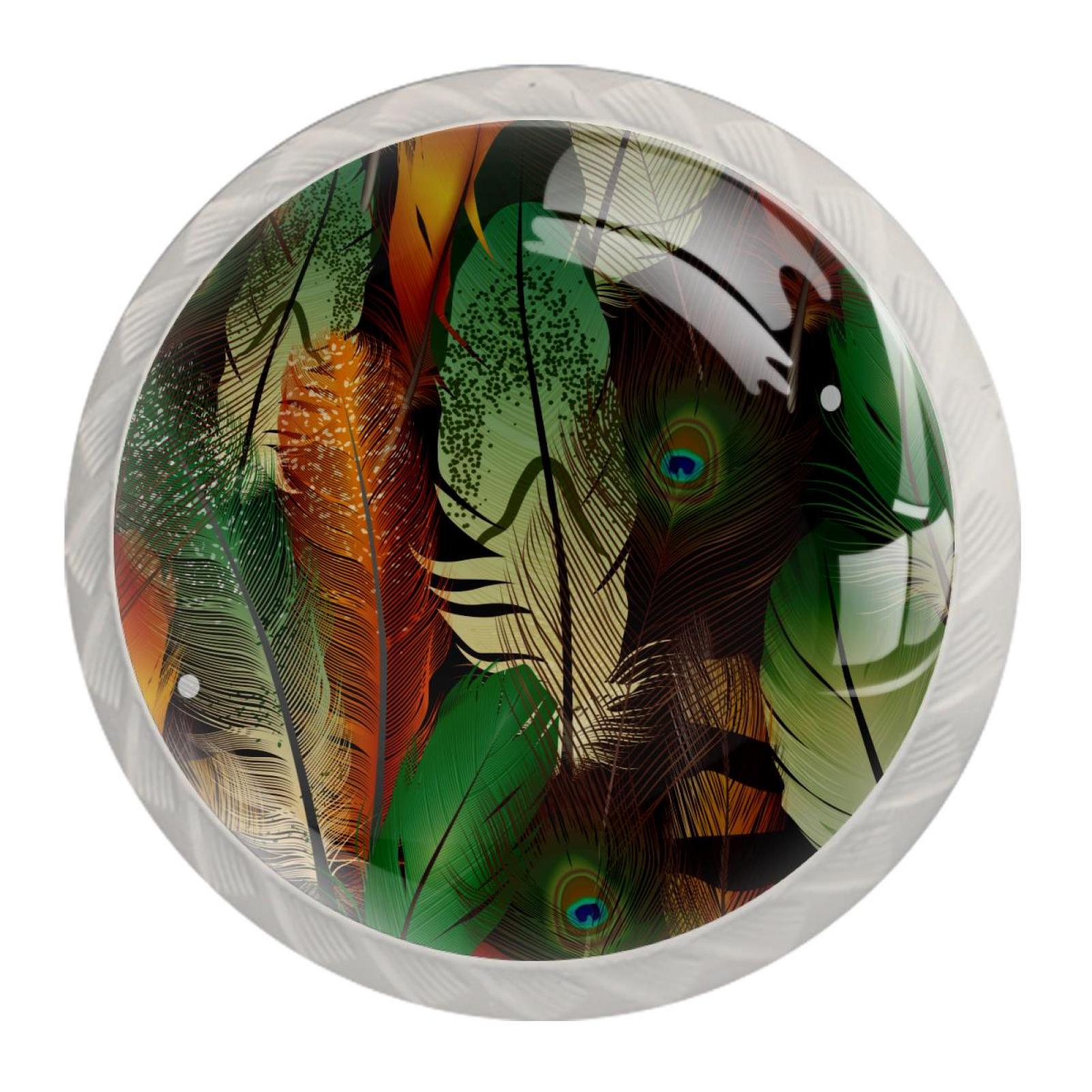 4 Pcs Feathers Pattern Knobs for Kitchen Cabinet Cupboard Dresser ...