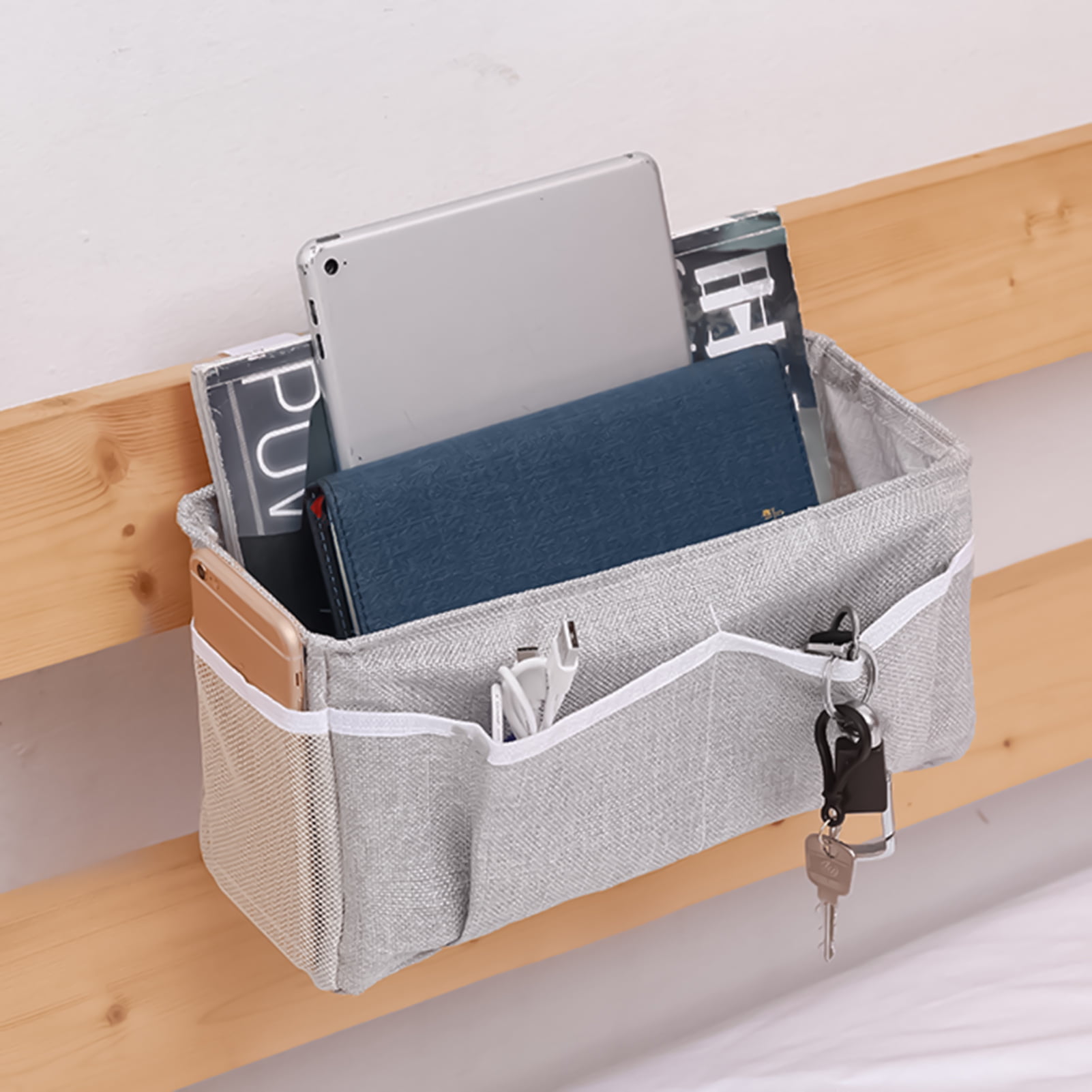 NUZYZ Bedside Storage Large Capacity Removable Cotton Linen Table ...