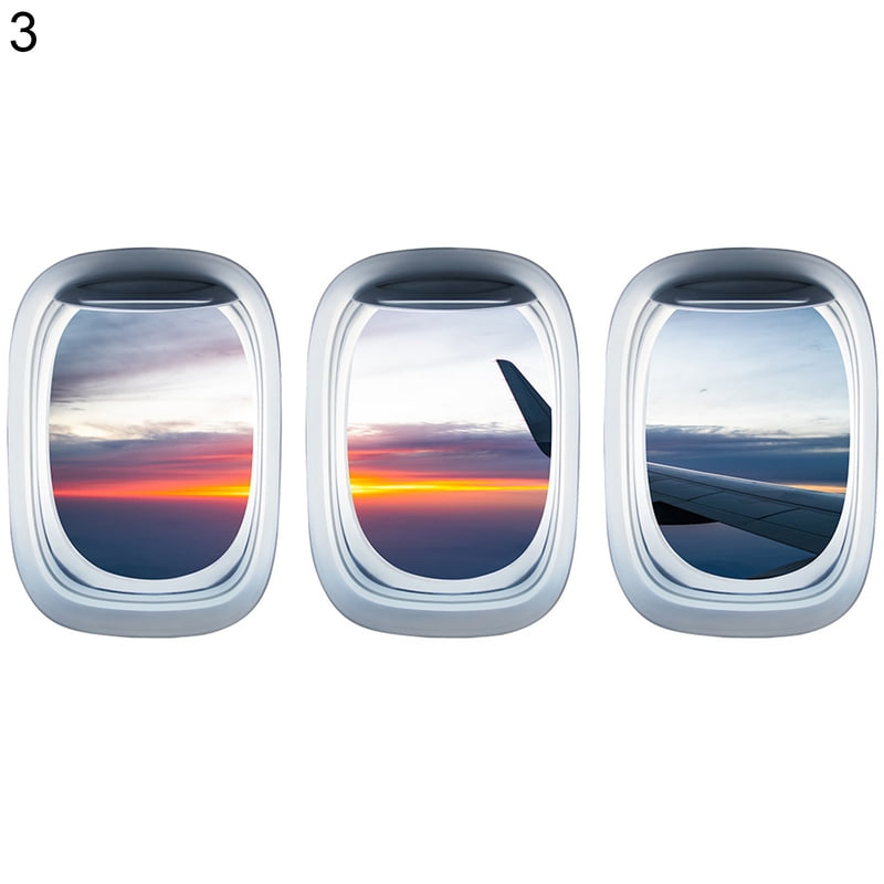 3Pcs/Set Airplane Window Decal Three-dimensional Self Adhesive Window ...