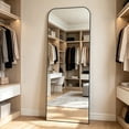 64"x21" Full Body Mirror with Aluminum Alloy Frame, Top Square-Edged ...