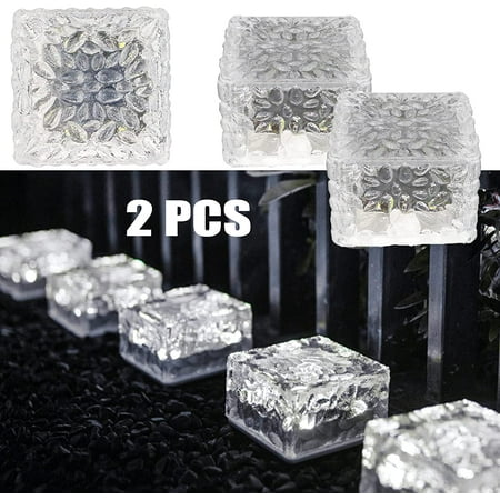 Lepai 2 Pack Solar Glass Paver Lights, Cool White Light, On/Off Light ...