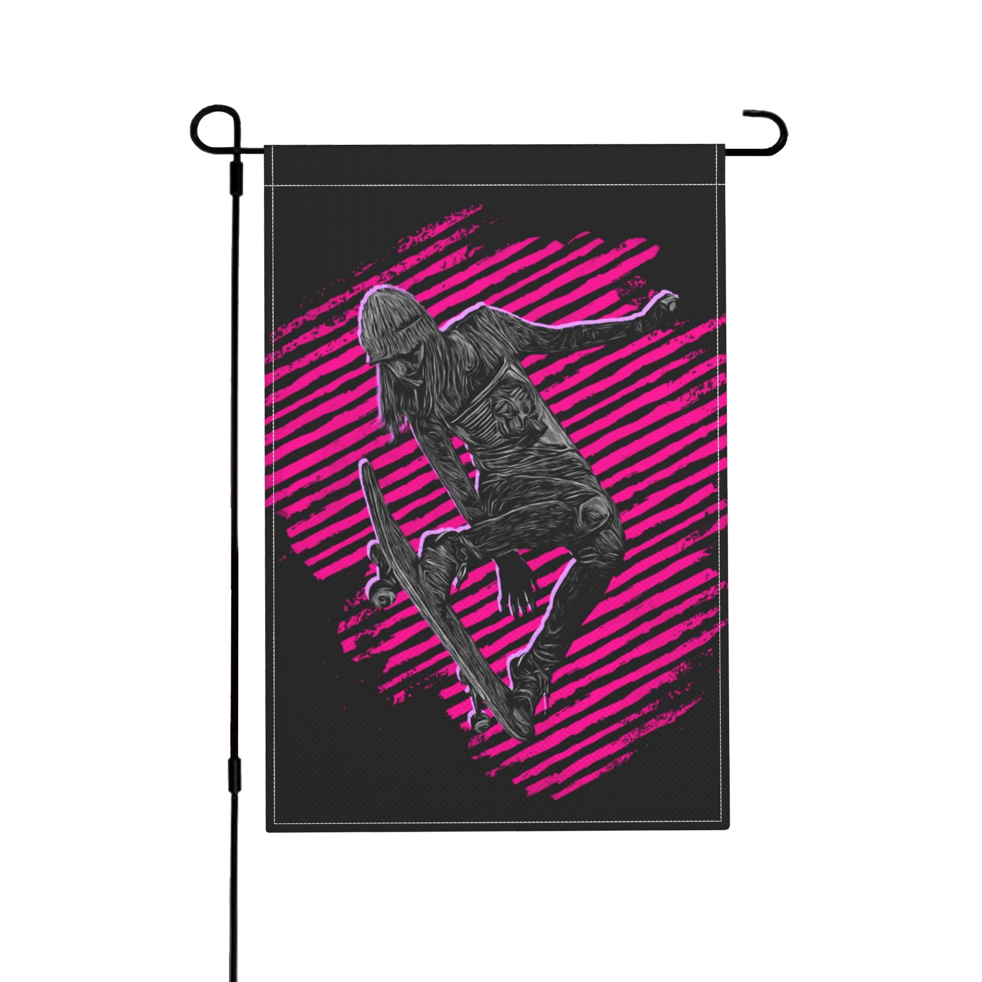 TEQUAN Skateboard Leap Girl Garden Flags, 18 x 12 inch Double Sided ...