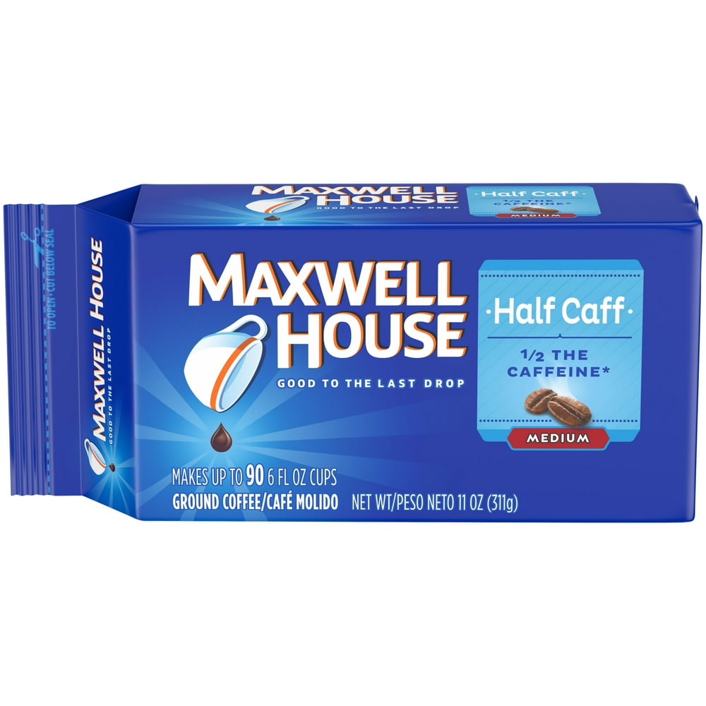 Maxwell House Half Caff Medium Roast Ground Coffee with 1/2 the ...