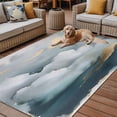 Cloud Effect Outdoor Rug, Modern Watercolor Marble Texture Non-Slip ...