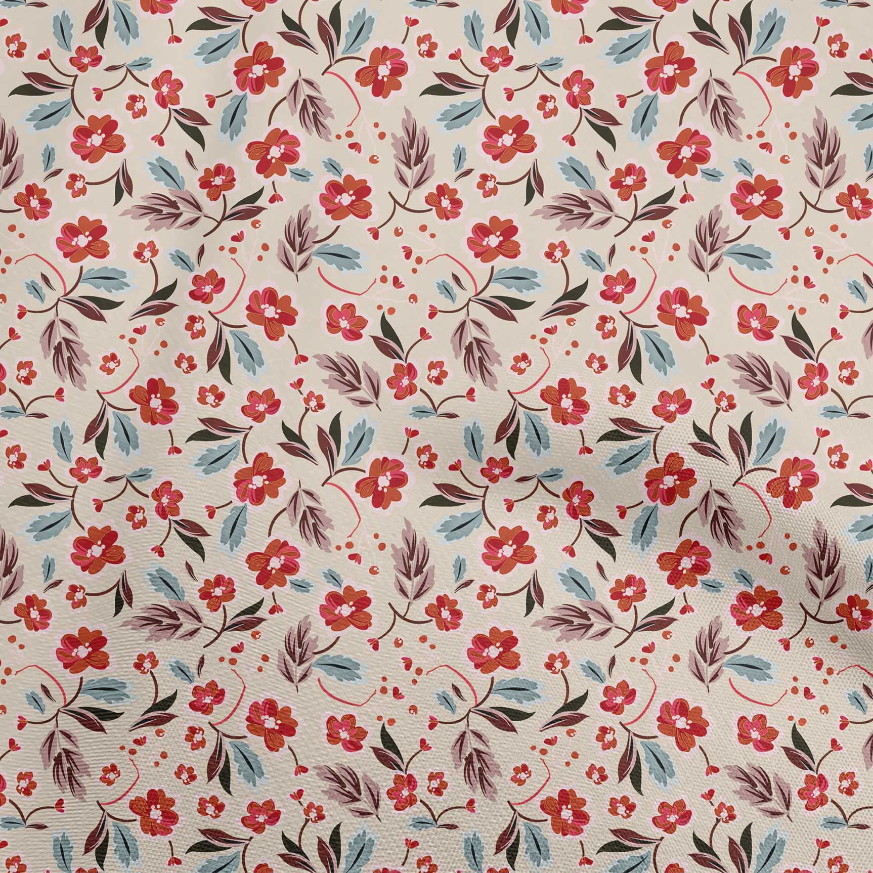 oneOone Viscose Chiffon Red Fabric Floral Fabric For Sewing Printed ...