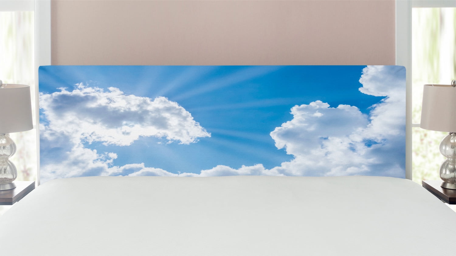 Landscape Headboard, Sun Rays Breaking Through the Clouds Atmosphere ...