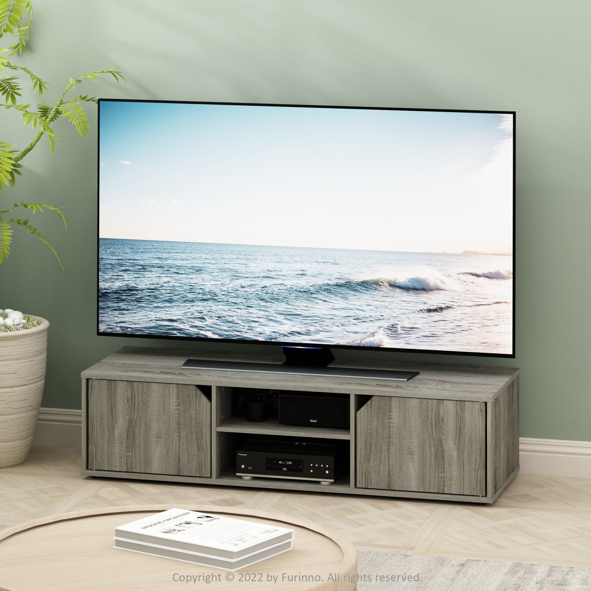 Furinno Montale TV Stand for TV up to 55 Inch, French Oak - Walmart.com