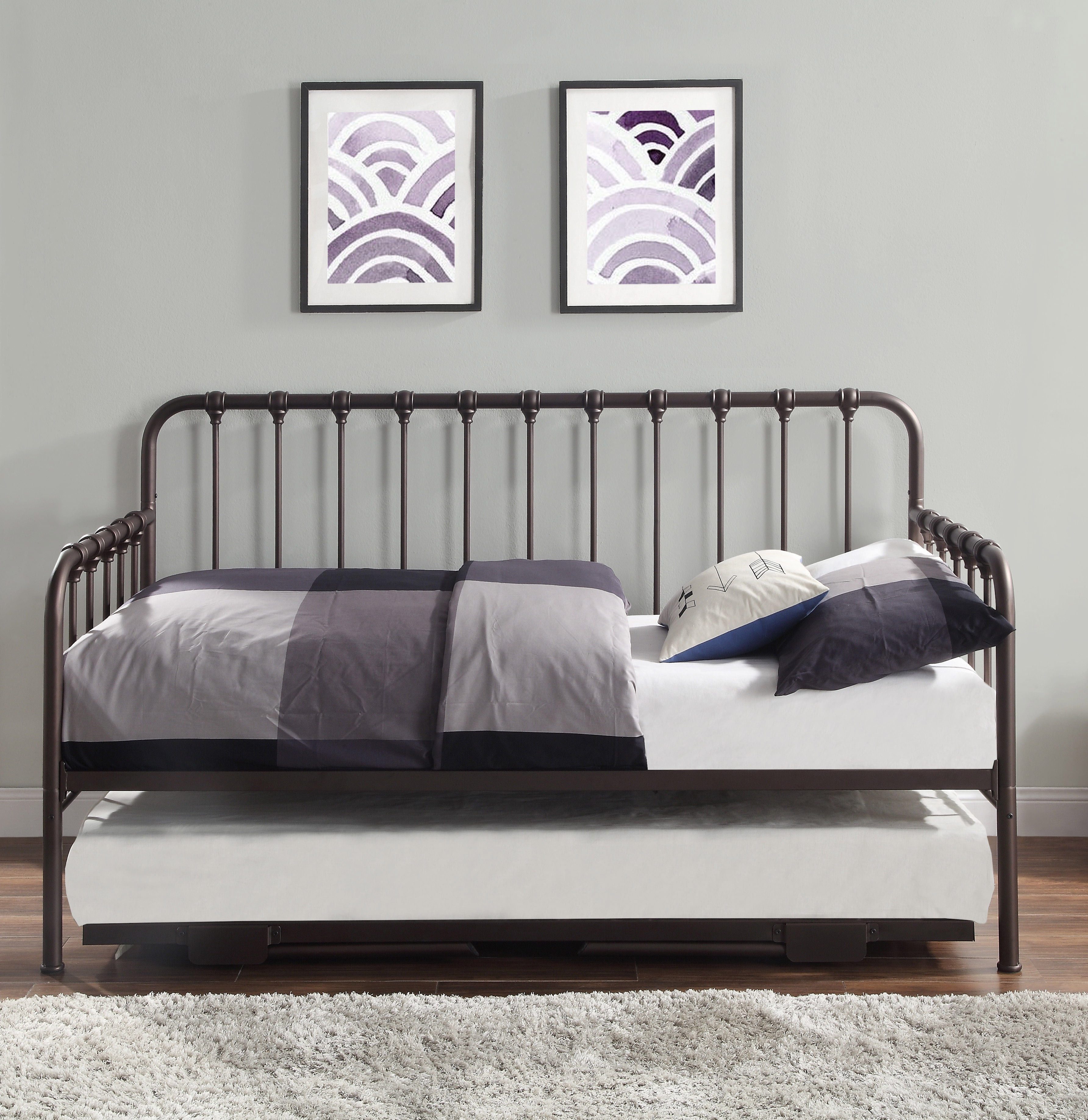Constance Metal Daybed with Trundle, Dark Bronze - Walmart.com
