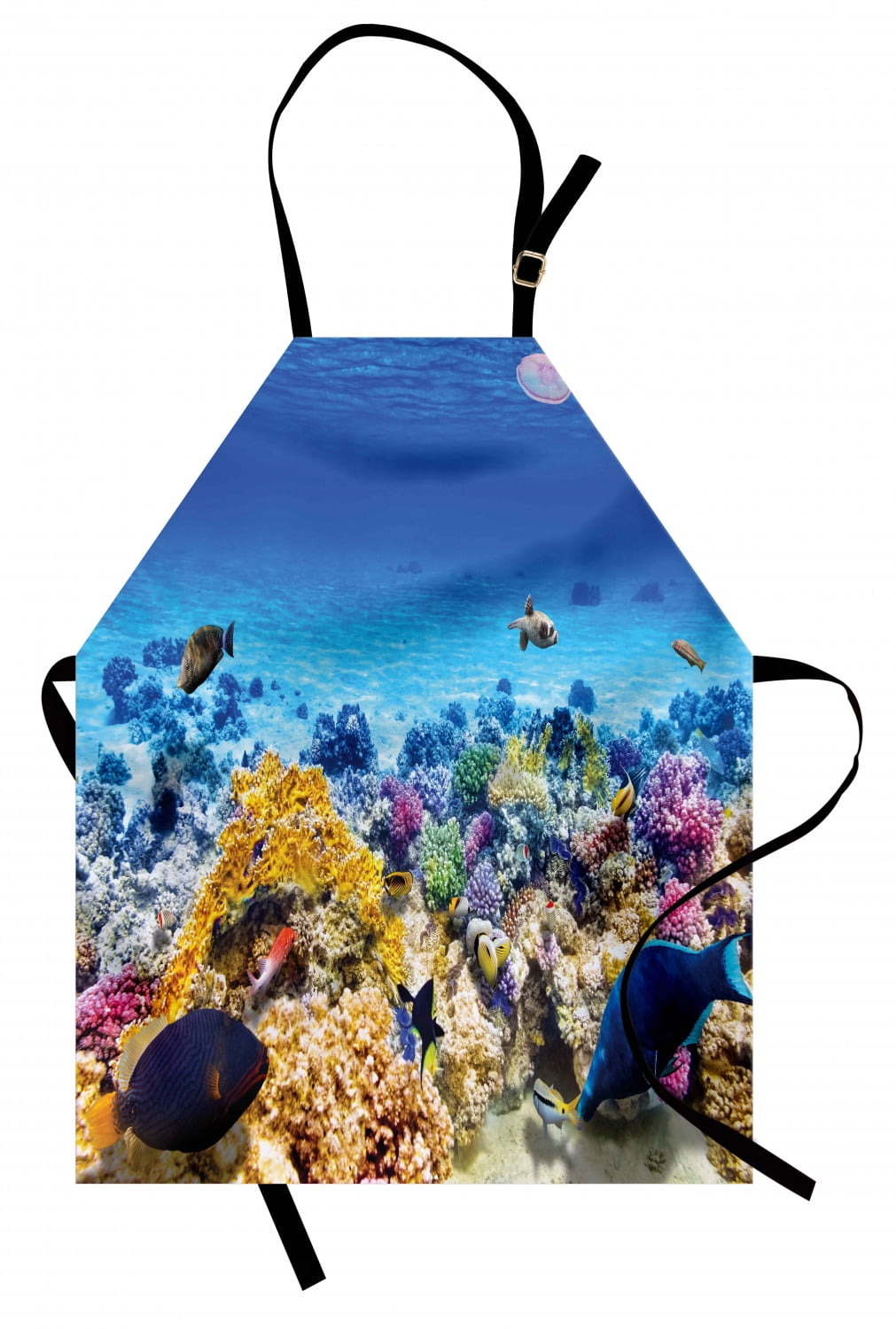 Fish Apron Underwater Sea World Scene with Goldfish Starfish and ...