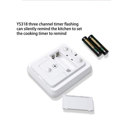 Electric 3 Channel Kitchen Timer Replacement Battery Powered Plastic ...