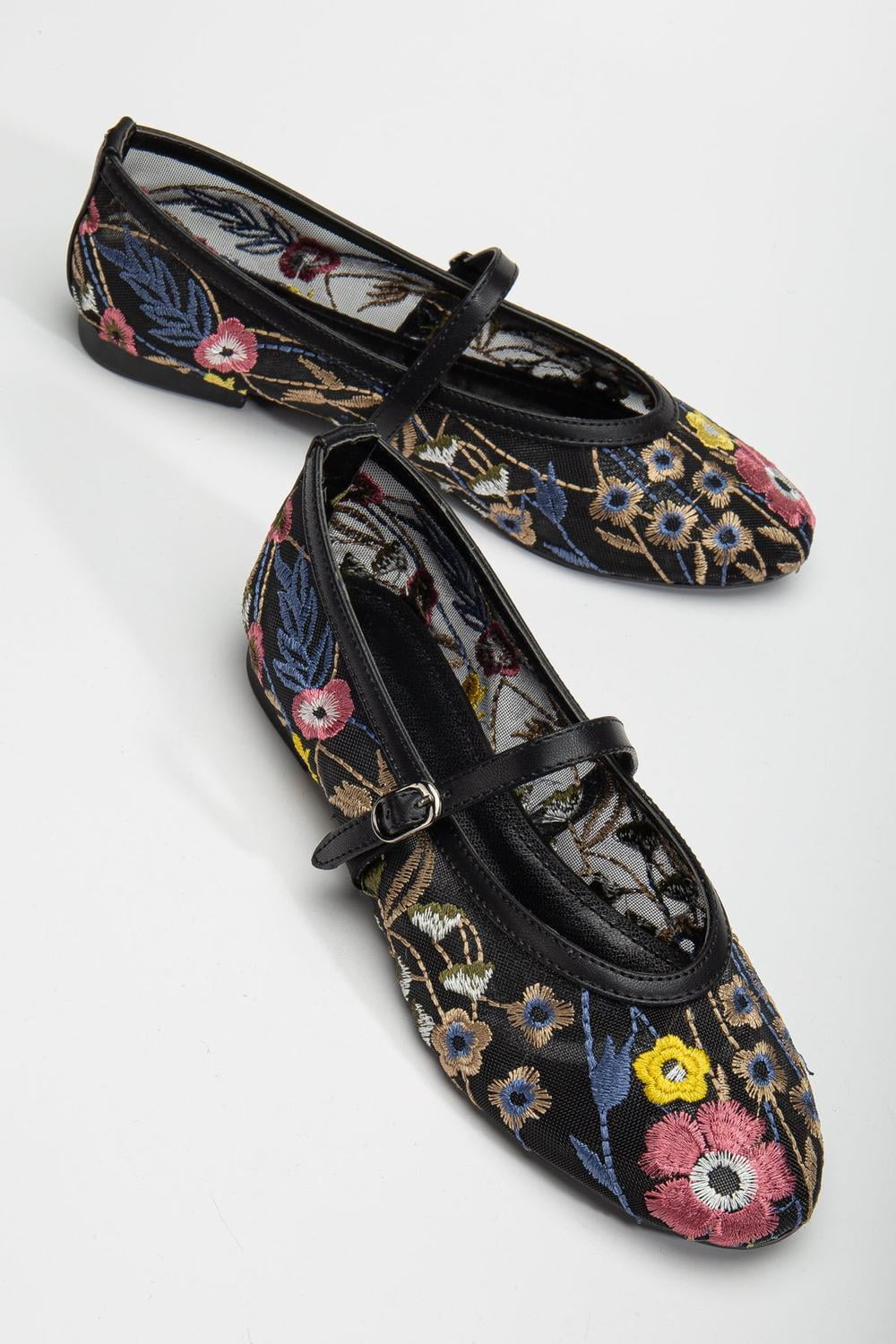 Fauna - Zapatos planos Mary Jane de malla negra negro 24.5 CM | Walmart ...