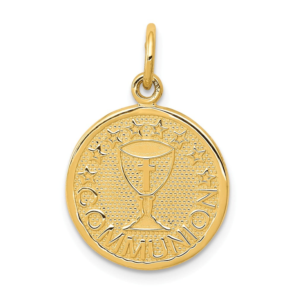 FB Jewels 14K Yellow Gold Satin & Polished Communion Charm - Walmart.com